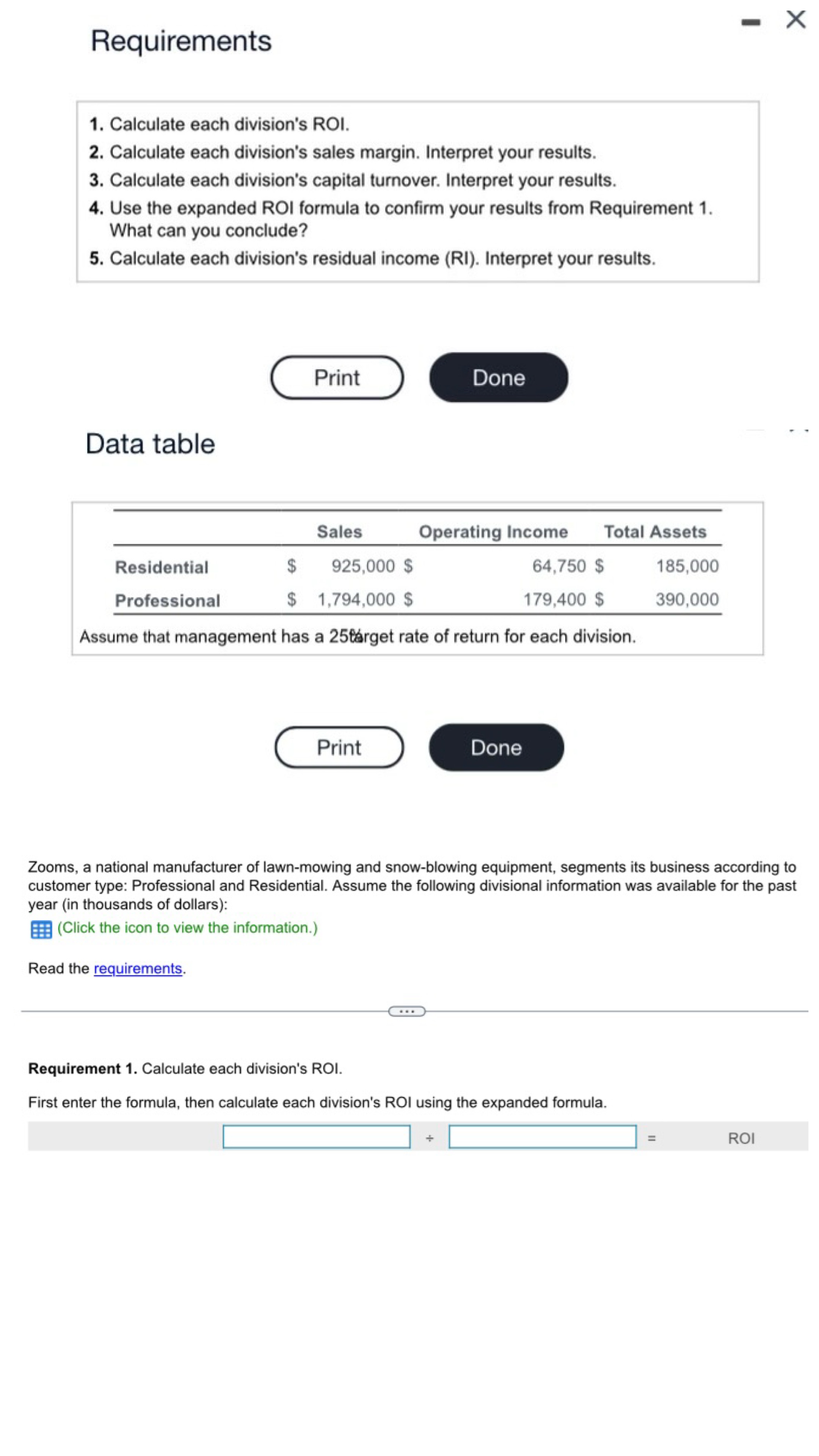 Solved Calculate each division's ROl. | Chegg.com