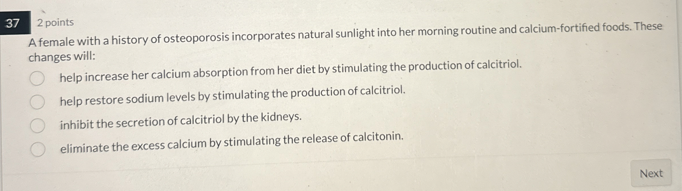 Solved 372 ﻿pointsA female with a history of osteoporosis | Chegg.com