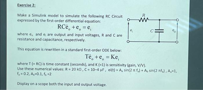 Make a Simulink model to simulate the following RC | Chegg.com