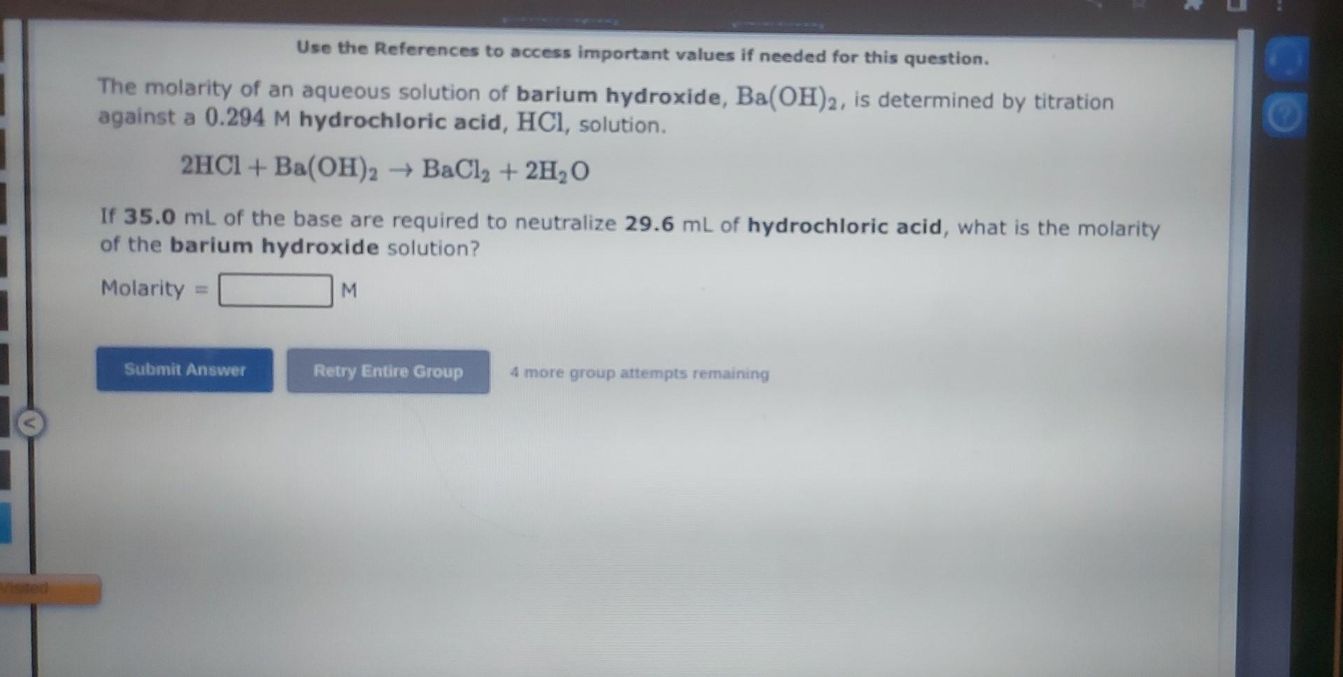 Solved The molarity of an aqueous solution of hydrochloric | Chegg.com