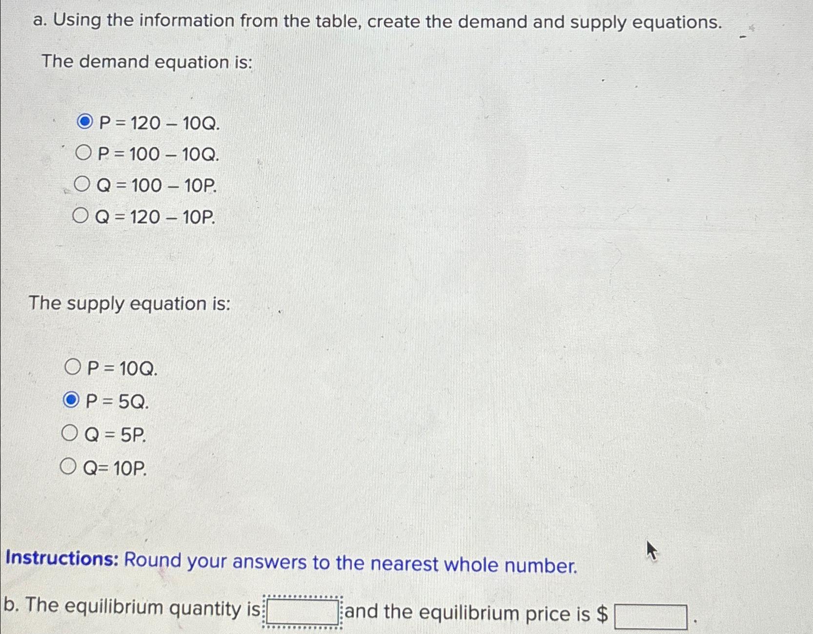 Solved a. ﻿Using the information from the table, create the | Chegg.com