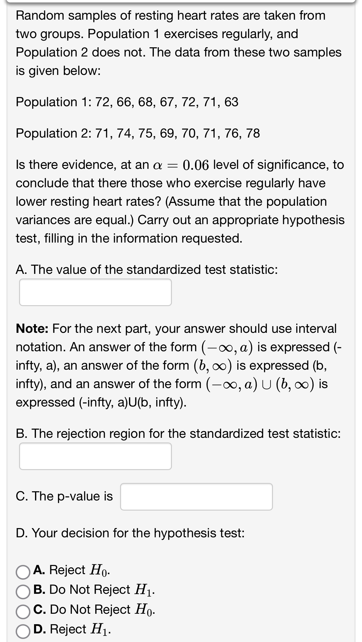Solved Random samples of resting heart rates are taken from | Chegg.com