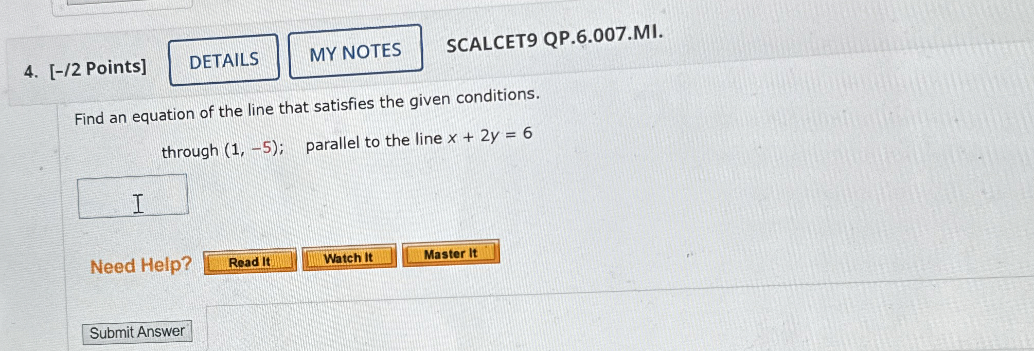Solved SCALCET9 ﻿QP.6.007.MI.4. ﻿ Points]Find an equation of | Chegg.com