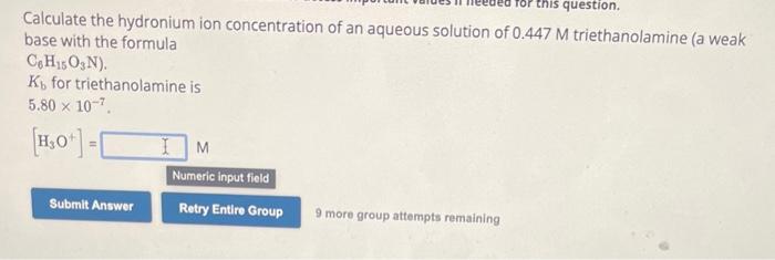Solved Calculate the hydronium ion concentration of an | Chegg.com