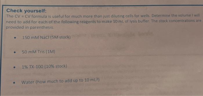 Solved Check yourself: The CV = CV formula is useful for | Chegg.com