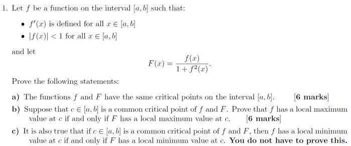 Solved 1. Let f be a function on the interval [a,b] such | Chegg.com