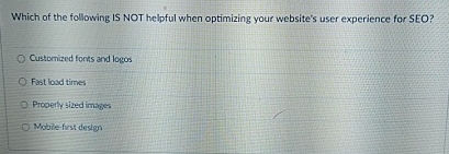 Solved Which of the following IS NOT helpful when optimizing | Chegg.com