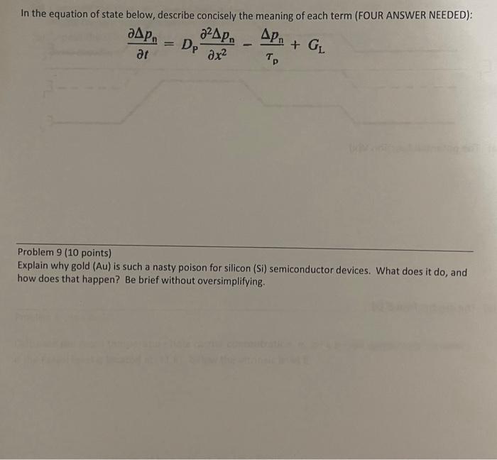 Solved In the equation of state below, describe concisely | Chegg.com