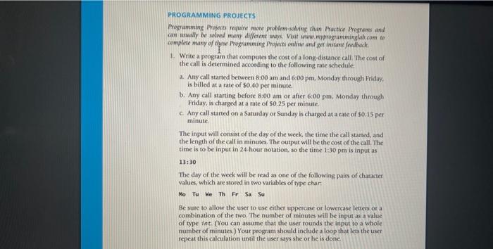Solved PROGRAMMING PROJECTS Progamening Proyects require | Chegg.com