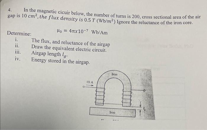 4. In the magnetic cicuir below, the number of turns | Chegg.com