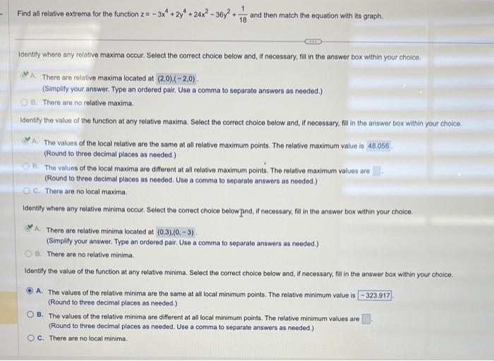 Solved Find All Relative Extrema For The Function