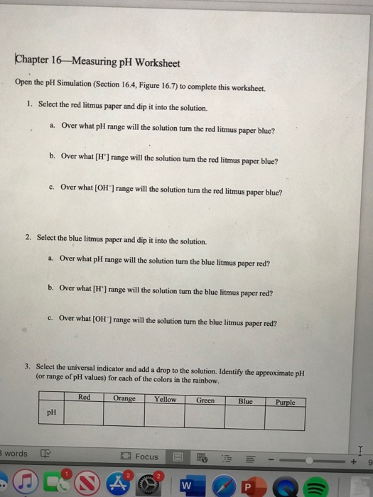 Solved Chapter 16—Measuring pH Worksheet Open the pH | Chegg.com