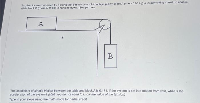 Solved Two biocks are connected by a string that passes over | Chegg.com