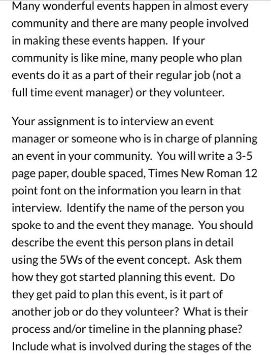 Solved Many wonderful events happen in almost every | Chegg.com