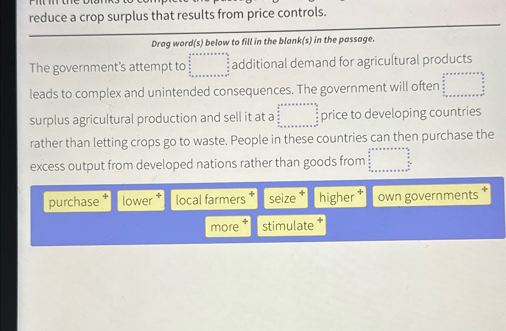 Solved reduce a crop surplus that results from price | Chegg.com