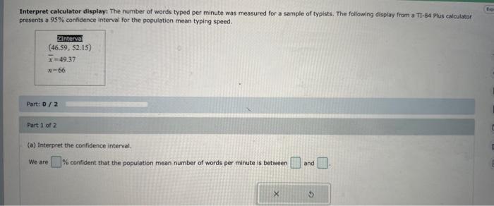 Solved Interpret calculator display: The number of words | Chegg.com