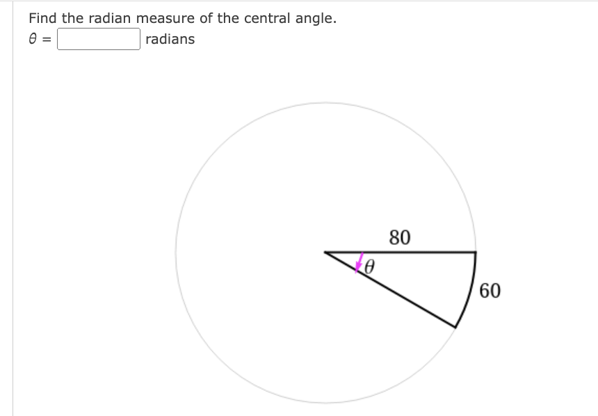 Solved Find the radian measure of the central angle.θ=, | Chegg.com
