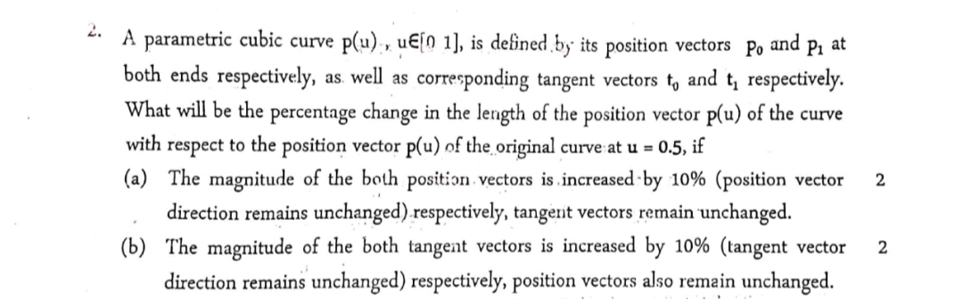 Solved A parametric cubic curve 1], ﻿is defined by its | Chegg.com