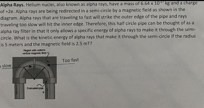 Solved Alpha Rays. Helium nuclei, also known as alpha rays, | Chegg.com