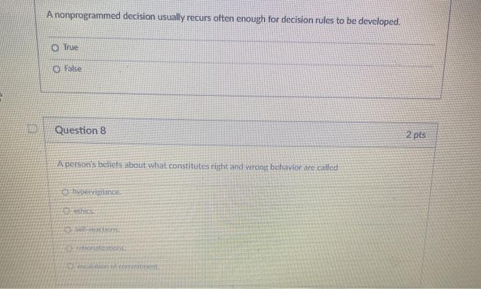 Solved A nonprogrammed decision usually recurs often enough | Chegg.com