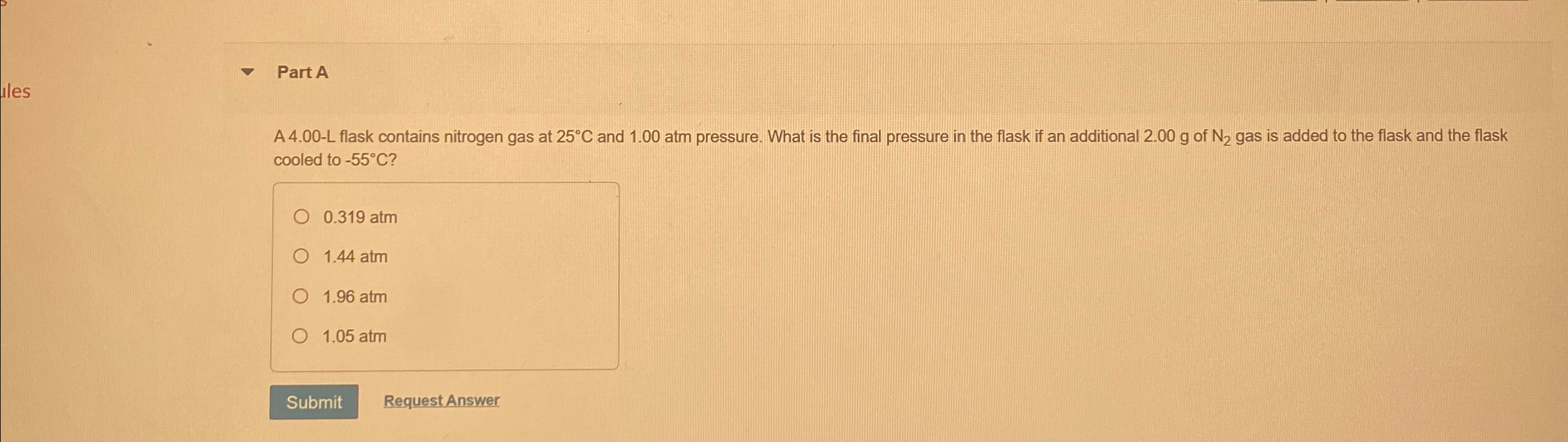 Solved Part AA 4.00-L flask contains nitrogen gas at 25°C | Chegg.com