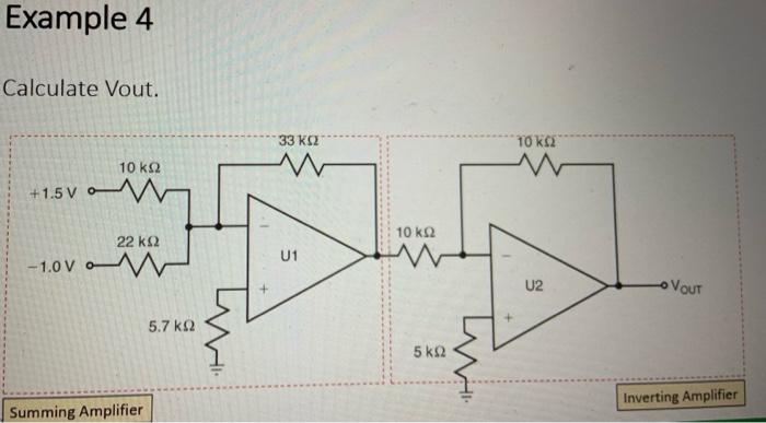 Solved Example 4 Calculate Vout. 33 ΚΩ 10 ΚΩ 10 ΚΩ M ΛΥ | Chegg.com