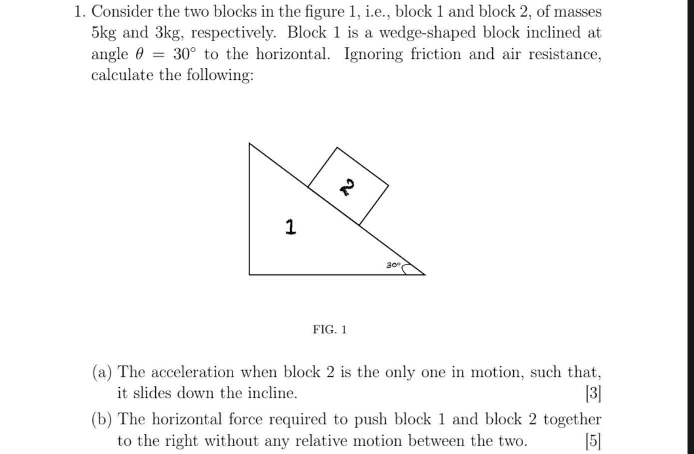 Solved 1. Consider the two blocks in the figure 1, i.e., | Chegg.com