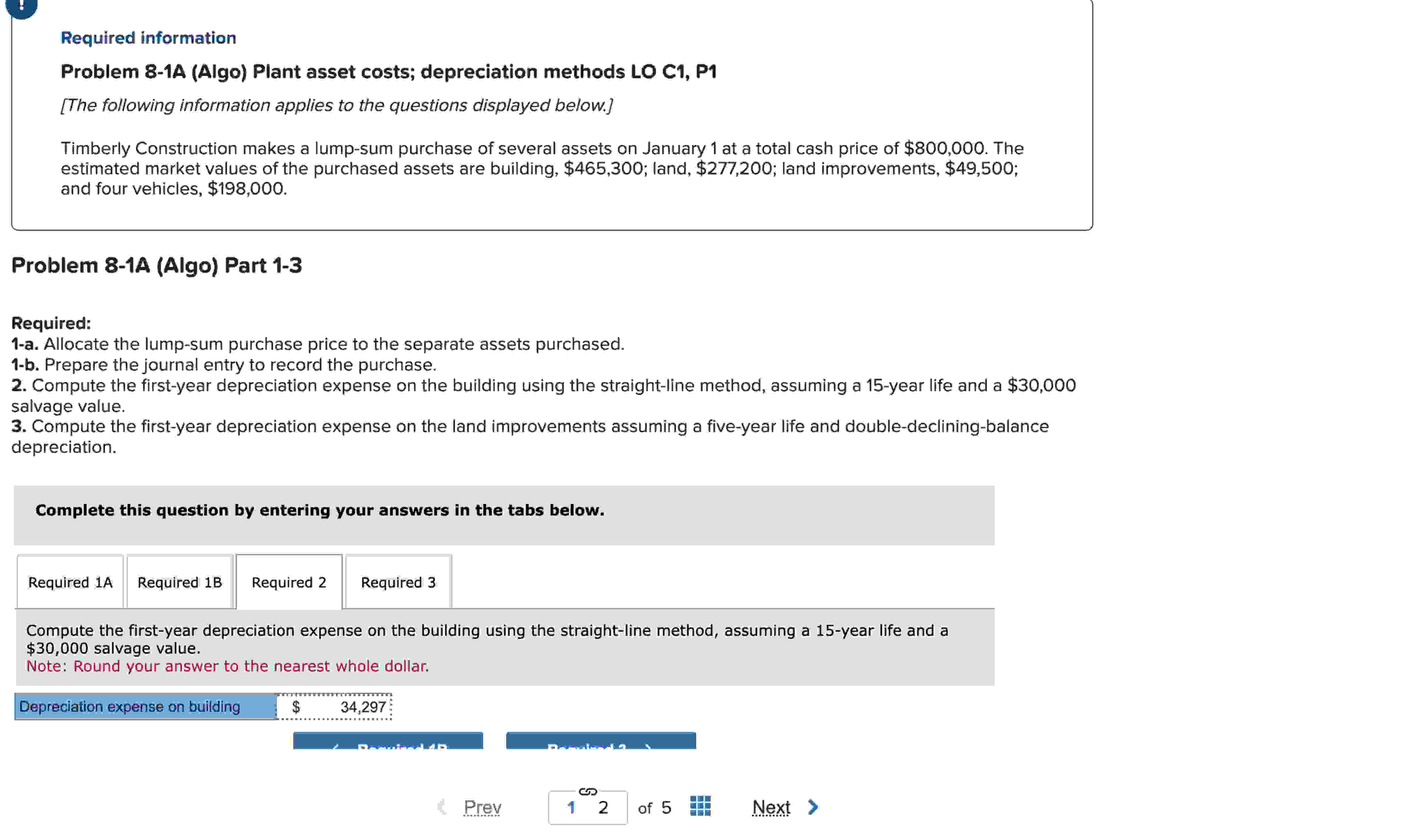 Solved Required informationProblem 8-1A (Algo) ﻿Plant asset | Chegg.com