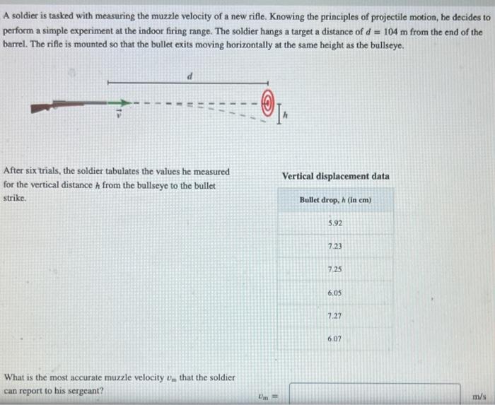 Solved A soldier is tasked with measuring the muzzle | Chegg.com