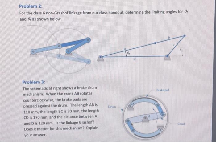 Problem 2: For the class 6 non-Grashof linkage from | Chegg.com