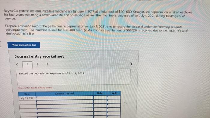 Solved Rayya Co purchases and installs a machine on January | Chegg.com