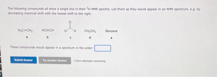 Solved The following compounds all show a single line in | Chegg.com