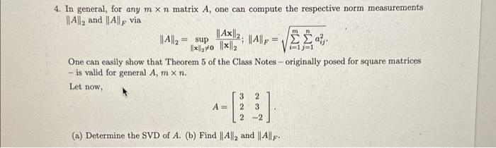 Solved 4. In general, for any m×n matrix A, one can compute | Chegg.com