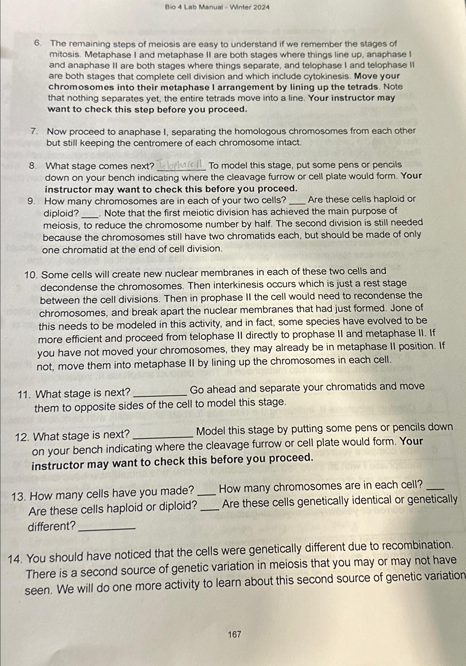 Solved Bio 4 ﻿Lab Manual - ﻿Winter 20246. ﻿The remaining | Chegg.com