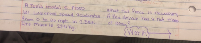 Solved A Tesla model s Poop W/ Ludicrous speed accelerates | Chegg.com