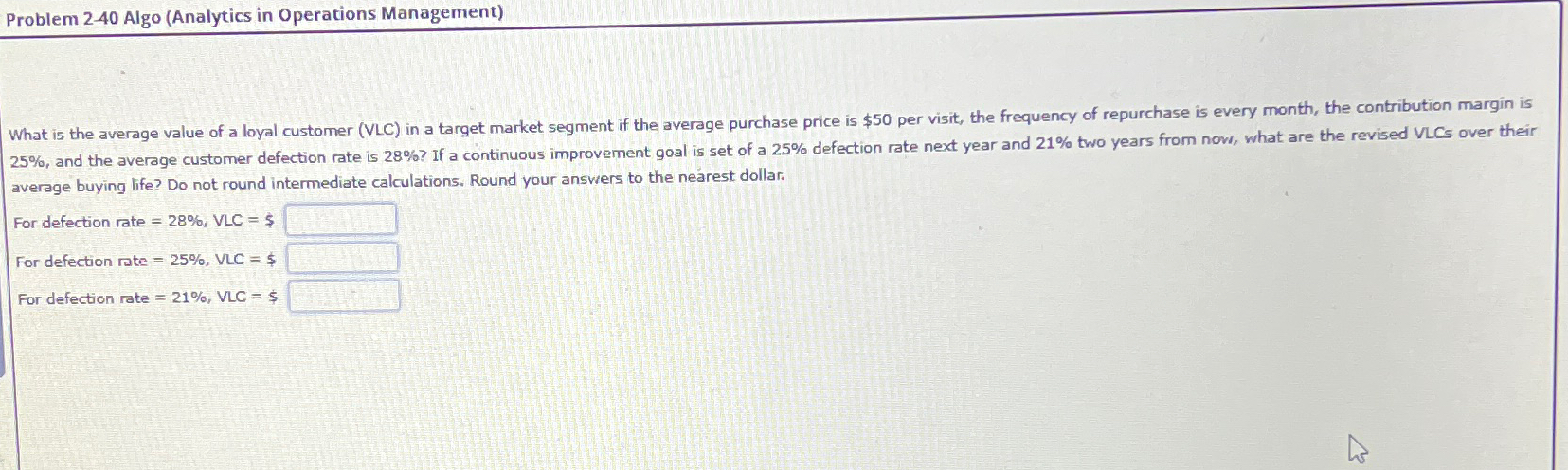 Solved Problem 2-40 ﻿Algo (Analytics in Operations | Chegg.com