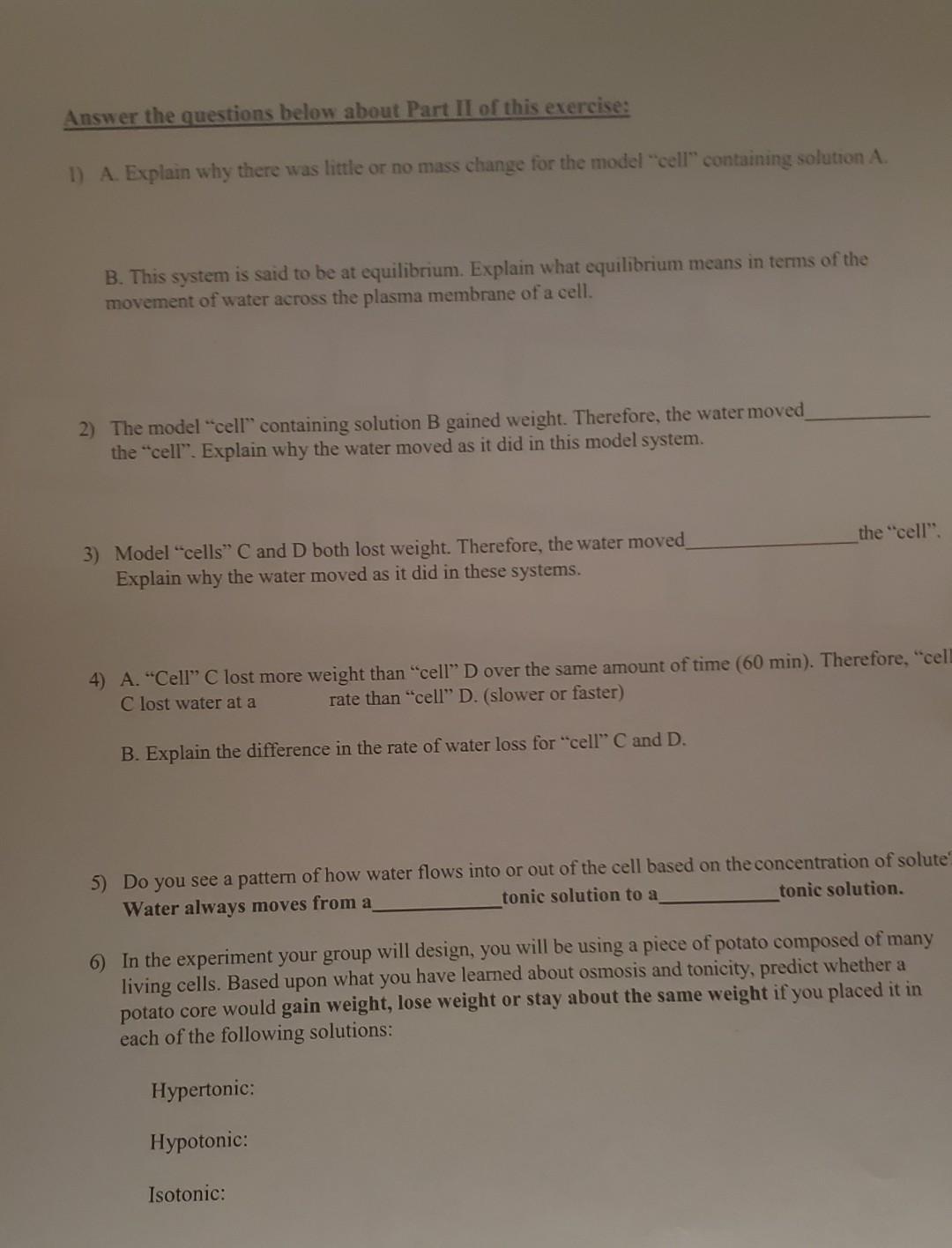 Solved Student's Name Instructor PRE-LAB ASSIGNMENT: OSMOSIS | Chegg.com