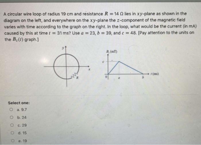Solved A circular wire loop of radius 19 cm and resistance R | Chegg.com