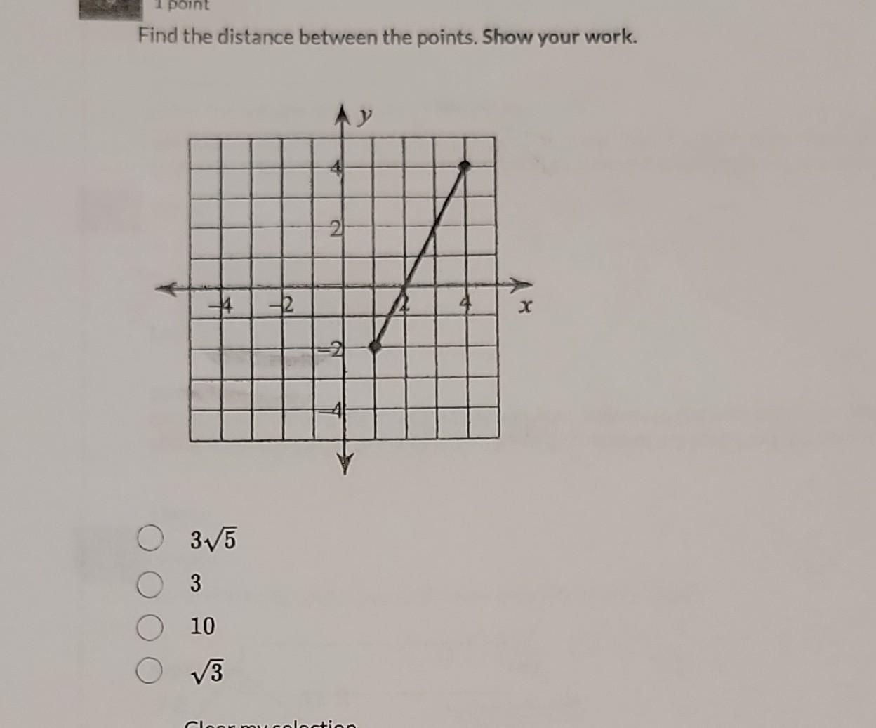 Solved Find the distance between the points. Show your work. | Chegg.com