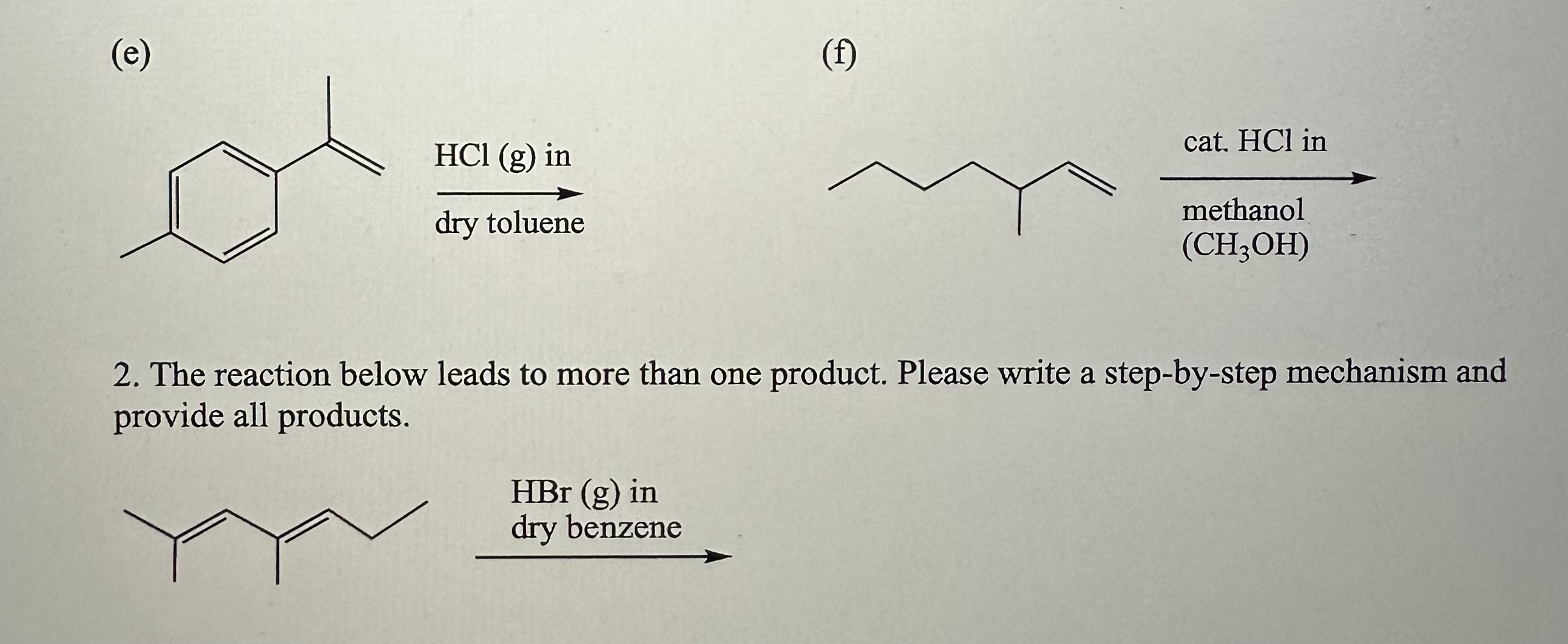 Solved The reaction below leads to more than one product. | Chegg.com