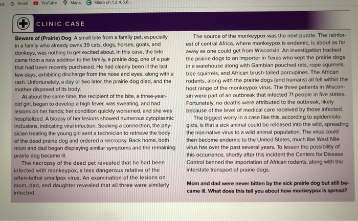 Solved mom and dad were never bitten by the sick prairie dog | Chegg.com