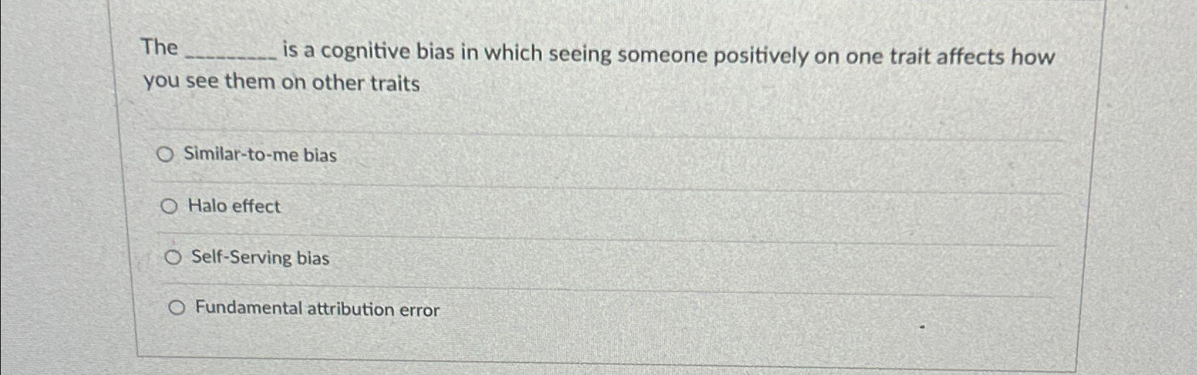Solved The is a cognitive bias in which seeing someone | Chegg.com
