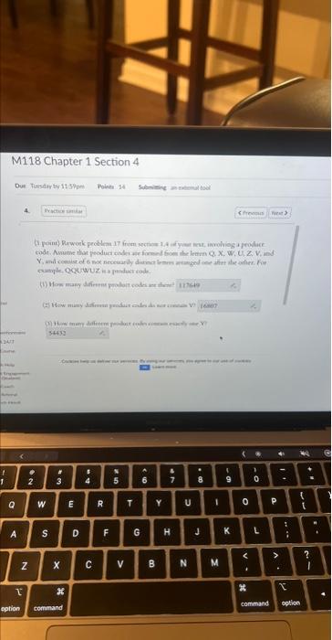 Solved M118 Chapter 1 Section 4 3458 S D Z x c v B N M ม | Chegg.com