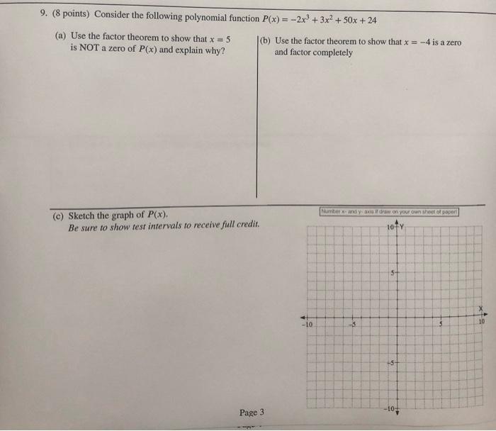 Solved 9. (8 points) Consider the following polynomial | Chegg.com