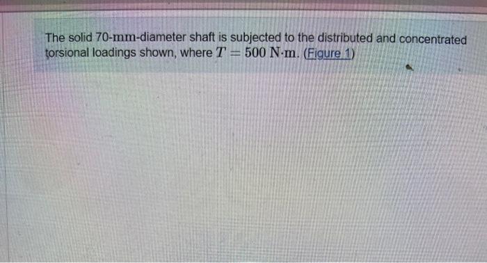 Solved The solid 70-mm-diameter shaft is subjected to the | Chegg.com