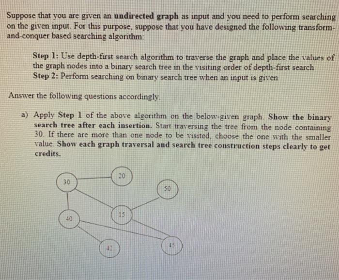 Solved Suppose that you are given an undirected graph as | Chegg.com