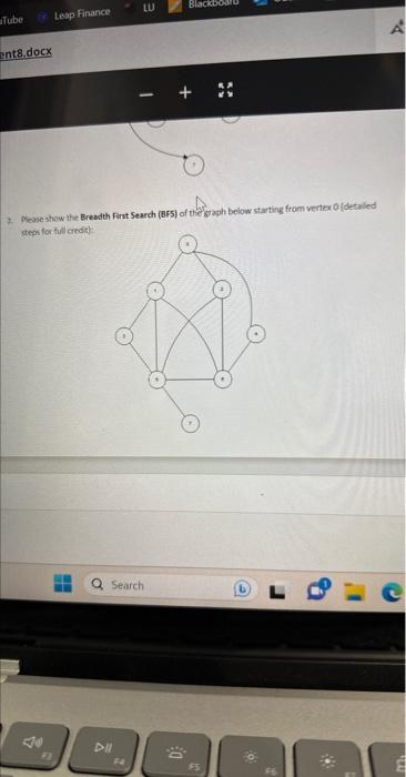 7. Phease show the Breadth First Search (BFS) of the | Chegg.com
