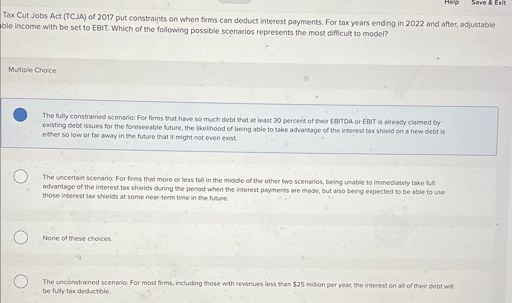 Solved Tax Cut Jobs Act (TCJA) ﻿of 2017 ﻿put constraints on | Chegg.com