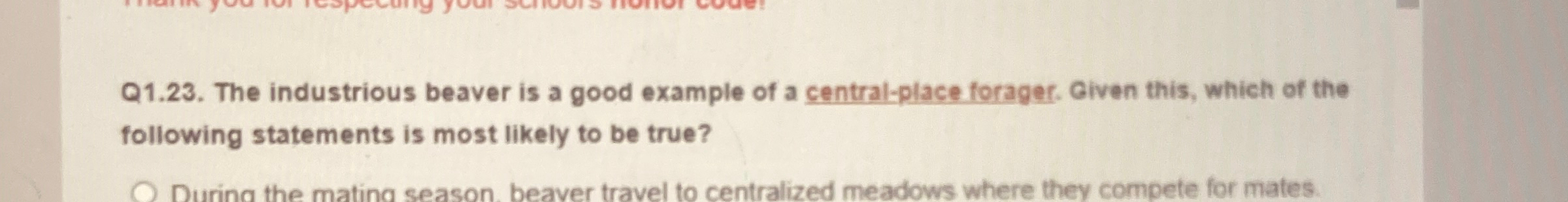 Solved The industrious beaver is a good example of a | Chegg.com
