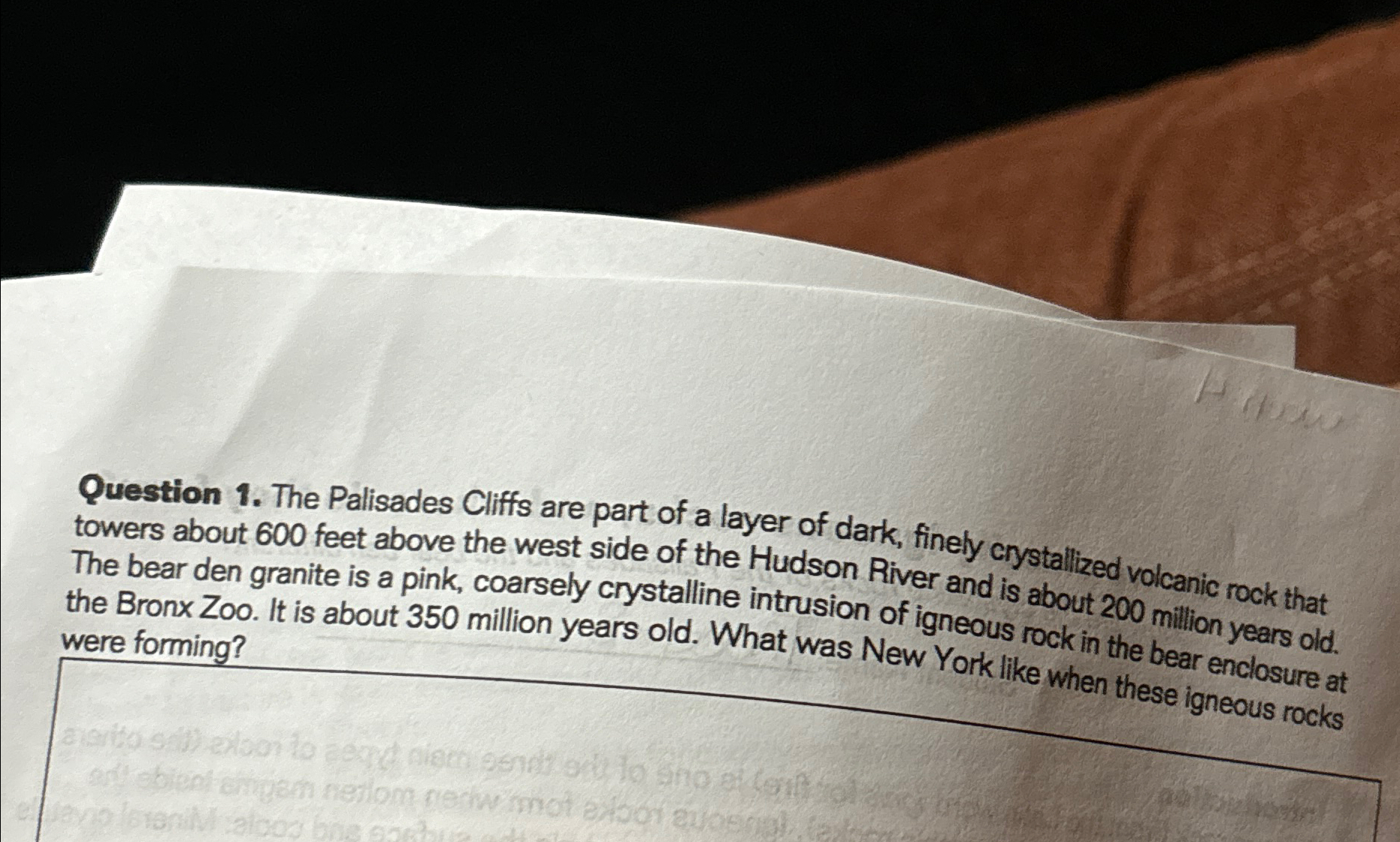 Solved Question 1. ﻿The Palisades Cliffs are part of a layer | Chegg.com